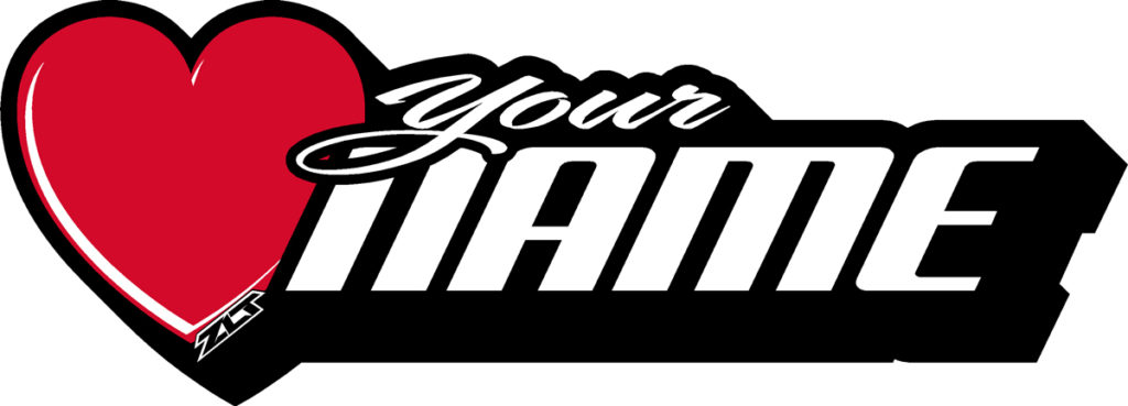 Heart Name Decal - ZLT Motocross Identification