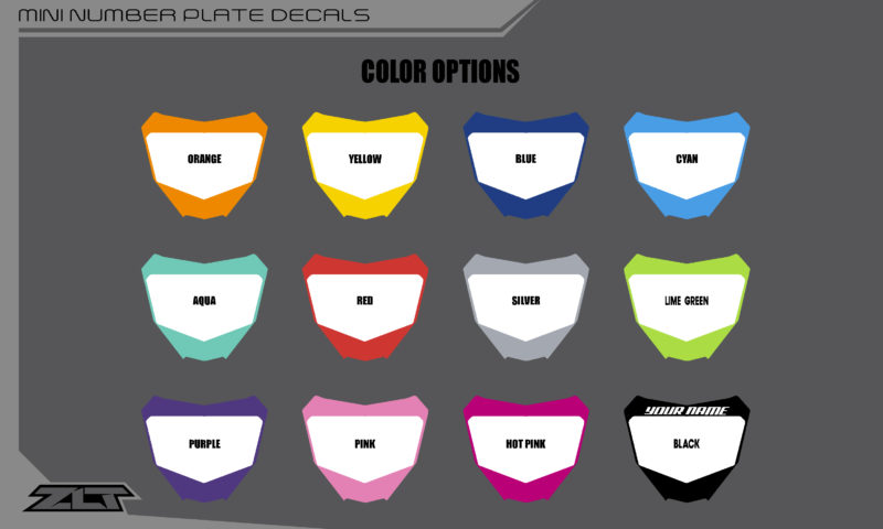 Mini Number Plate Decals - ZLT Motocross Identification