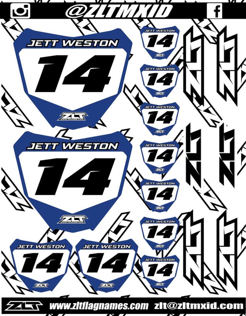 Mini Number Plate Decals - ZLT Motocross Identification