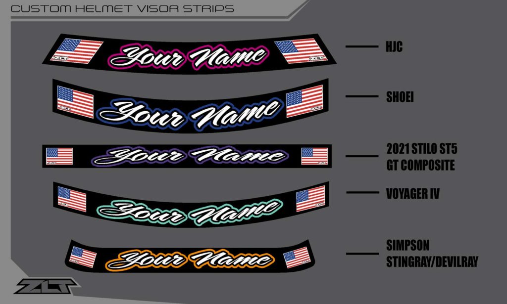Custom Helmet Visor Strips - ZLT Motocross Identification